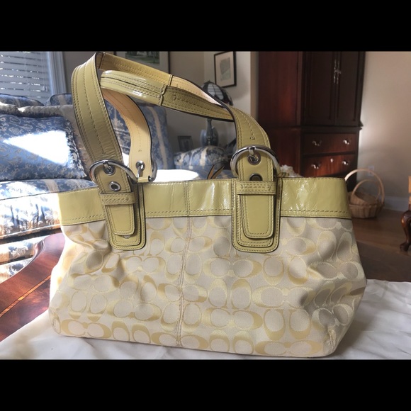 Coach | Bags | Coach Logo Yellow Canvas Bag | Poshmark